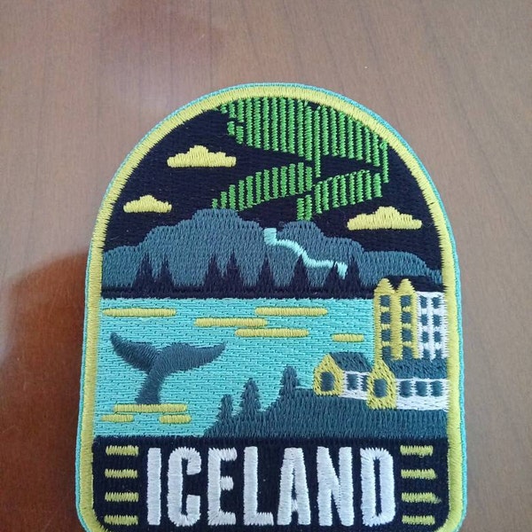 Iceland Travel Patch Embroidered Iron on Sew on Badge Souvenir Applique Motif Flag City Country ...