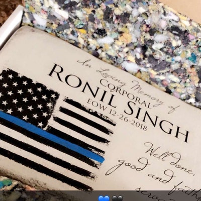 Police Memorial Stone for Home to Garden. 6x9 or 9x12 Tumbled Concrete ...