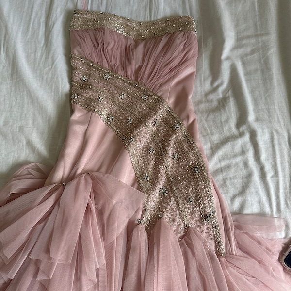 Vintage Pink Transparent Dress Vintage Pink Halter Neck Prom Dress - Etsy