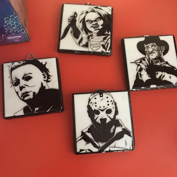 Horror Movie Tile Wall Decor Set of 4, Wall Art ~ Jason Voorhees ...