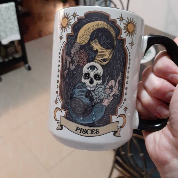 Pisces Zodiac Mug, Zodiac Coffee Mug, Pisces Mug, Witchy Pisces Mug ...
