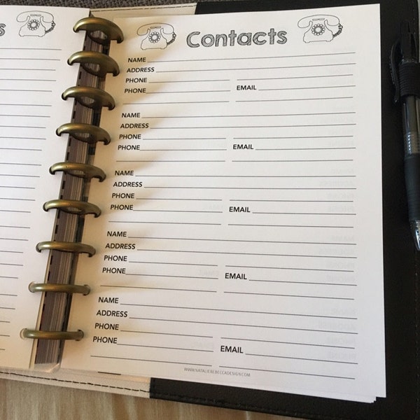 CONTACT Pages, Discbound Planner, WHIMSY Font, Address Book - Etsy