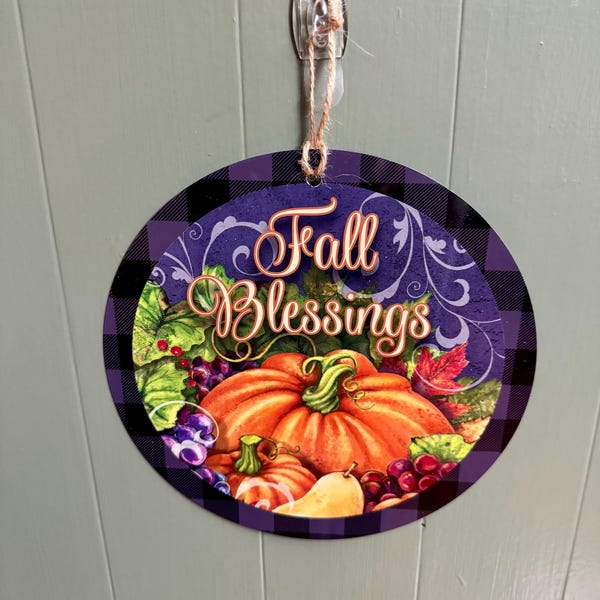 Fall Blessings Wreath Sign, Metal Wreath Sign, Round Wreath Center ...