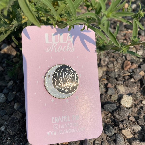 Moon Child Enamel Pin, Moon Child, Moon Phase, Hard Enamel, Glitter ...