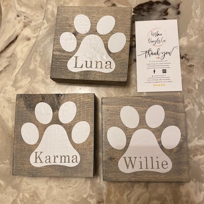 Dog Sign Wooden Dog Sign Personalized Pet Sign Paw Print - Etsy
