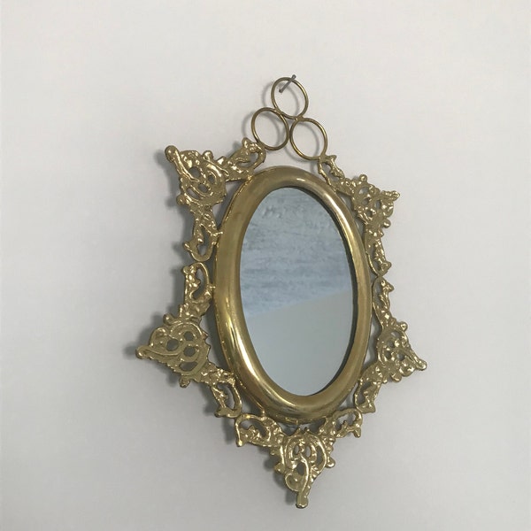 Brass Mirror, Vintage | Small Brass Wall Mirror - Etsy