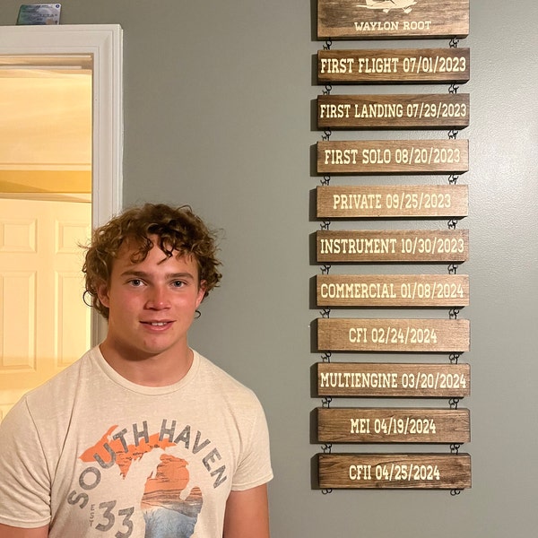 Pilot Timeline, Aviation Milestone, Custom, Engraved, Pilot Gift - Etsy