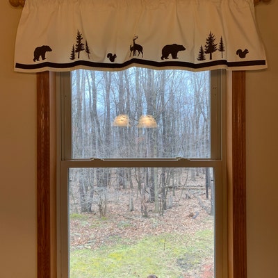 Forest Bear Woods Rustic Primitive Cabin Window Valance Curtain in Your ...