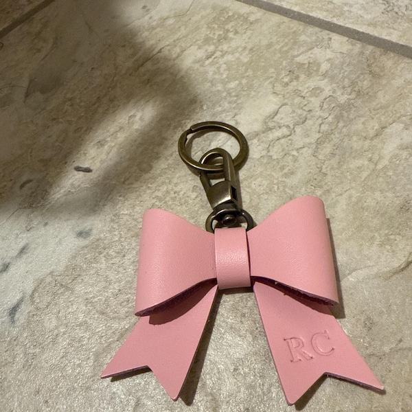 Nappa Leather Mini Bow Keychain, Personalized Lovely Keyring, Bag Charm ...