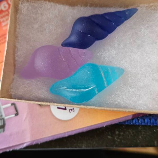 Large Sea Glass Shell Shaped Focal Beads 3pcs,sea Glass Scallop Shell ...