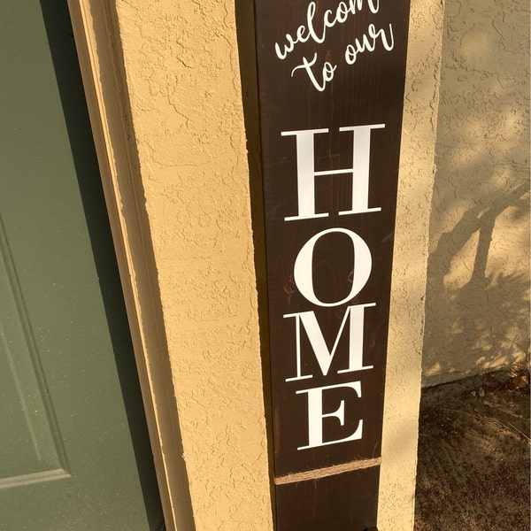 Welcome Sign Plant Box - Wooden Porch Sign - Home Planter Sign 49" High ...