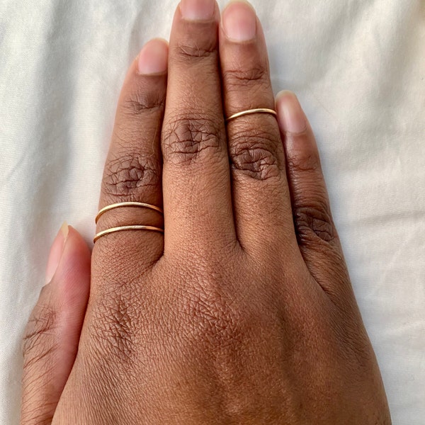 Thin Stacking Adjustable Rings, Stackable Midi, Sterling Silver, 14K ...