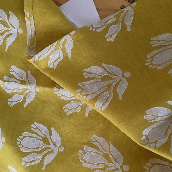 Pink Linen Zipper Bag, Floral Print Makeup Pouch, Block Printed ...