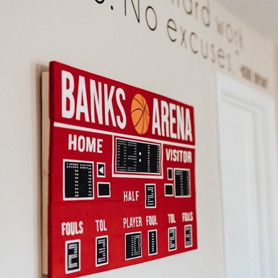 Basketball Scoreboard Various Sizes Hanging Wood Artwork Sports-themed ...