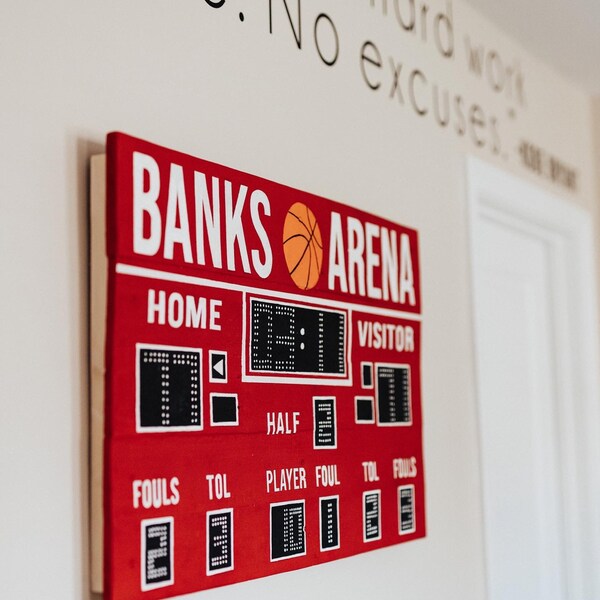 Basketball Scoreboard | Various Sizes | Hanging Wood Artwork | Sports ...