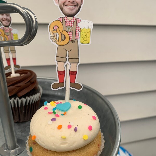 Oktoberfest Photo Cupcake Toppers: German Guy Birthday Cutouts - Etsy