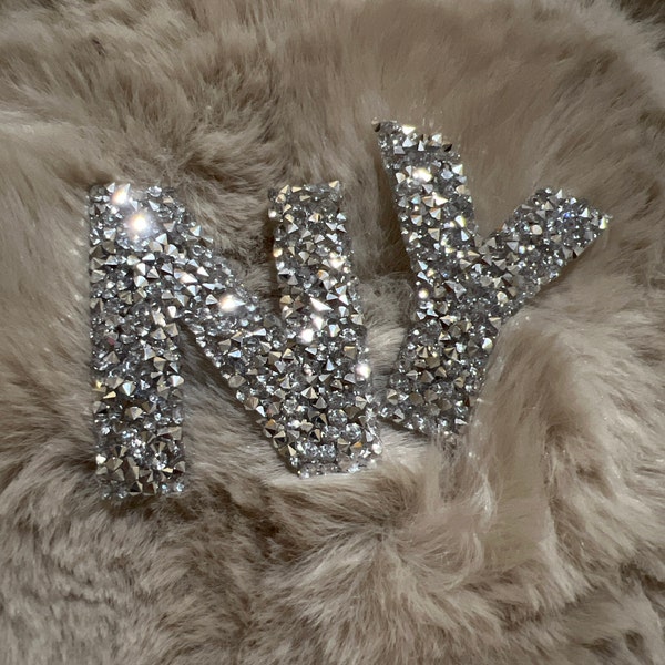 Black Rhinestone Iron on Letter Patch Applique Single Individual ...