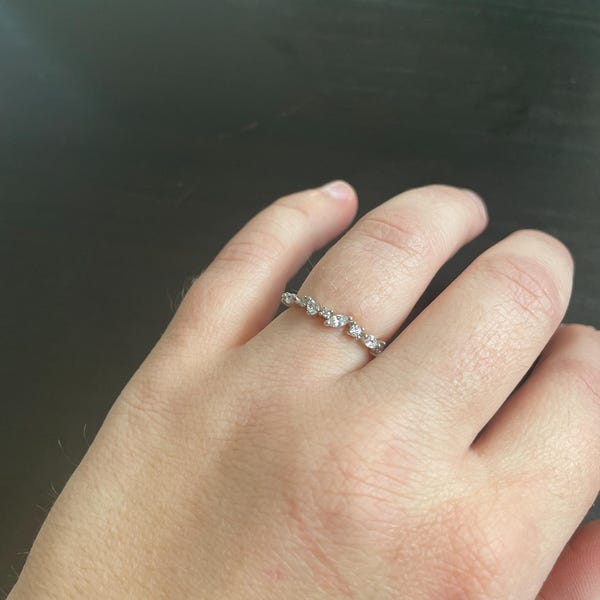 Thin 1.4mm Eternity Band Gold & Emerald Green Eternity Ring Promise ...