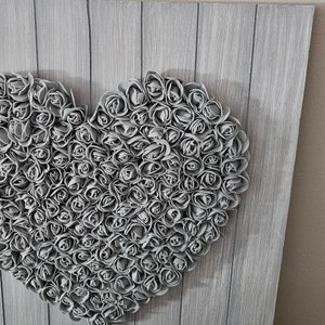 Wooden Hanging Rustic Shabby Chic Foam Rose Heart Plaque Grey Home ...