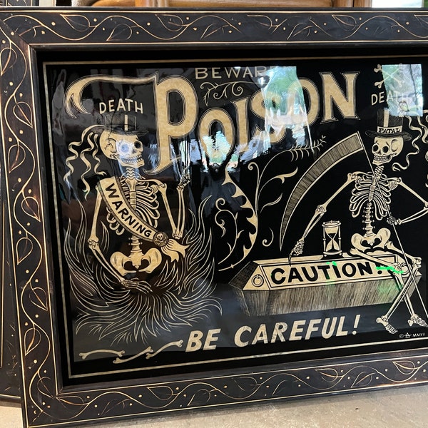 Black Poison Parchment Label Poster Skeleton Madame Talbot's Victorian ...