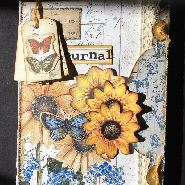 Sunflower Junk Journal Kit, Yellow and Blue Junk Journal Kit, Digital ...