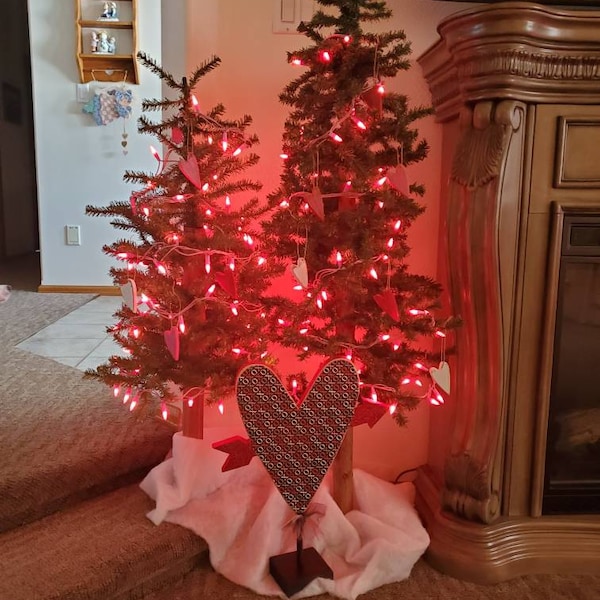 Rustic Valentine Heart Ornaments, Barn Wood Hearts, SET OF 10, Mini ...