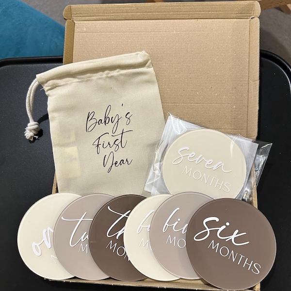 Baby Milestones | Neutral Toned Acrylic Baby Milestone Set | Baby's ...