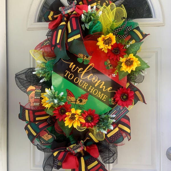 Juneteenth 1865 Wreath Sign, Welcome to Our Home Wreath Sign ...