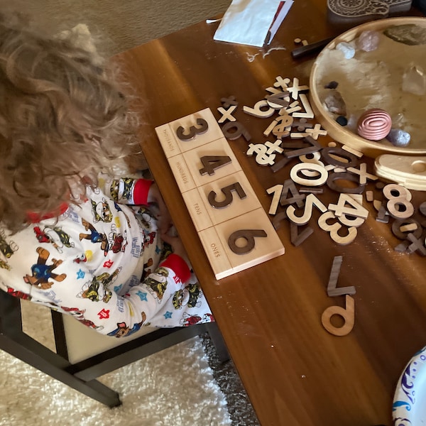 Wooden Number Set • Handmade Walnut Wood Numerals & Math Equation ...