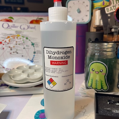 Dihydrogen Monoxide water, H2O Warning Label, Vinyl Science Sticker ...