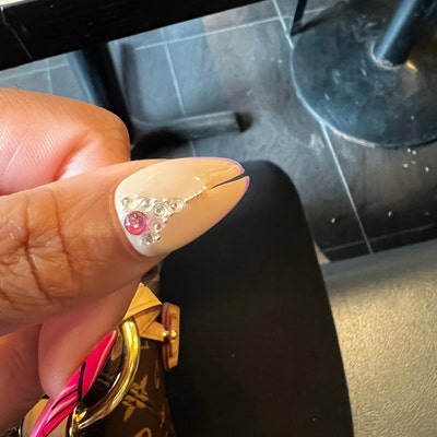 Tripping Illusion Glue on Nails Mint Pink Purple Press on Nails Black ...