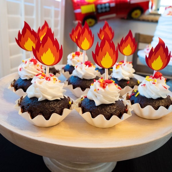 Blue Flame Toppers, Blue Flame Cupcake Toppers, Flame Toppers, Fire ...