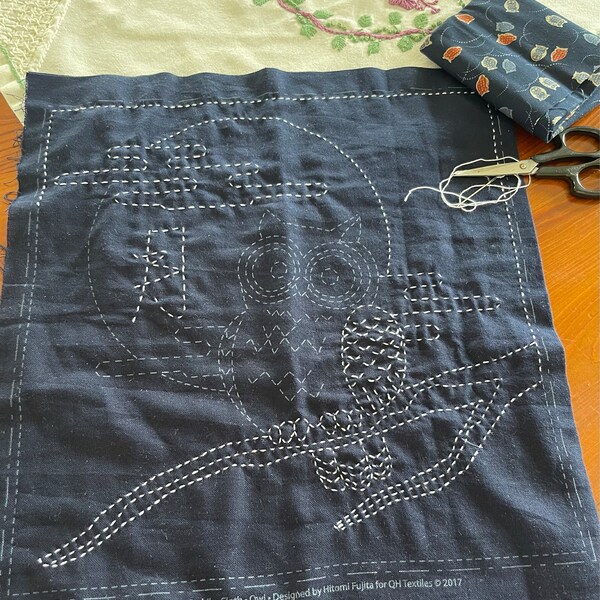 Drawstring Bag With Koki Kit - Hydrangea Weaving Sashiko (kuguri-zashi ...