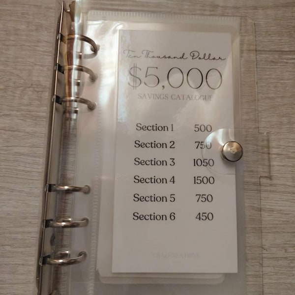 5000 Savings Challenge Binder With Laminated Tracker | Sinking Fund ...