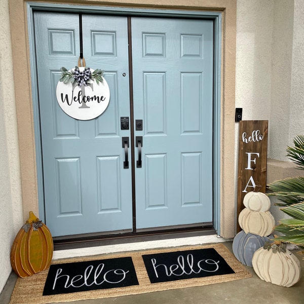 Hello Fall Sign - Welcome Sign - Thanksgiving Porch Decor - Autumn ...