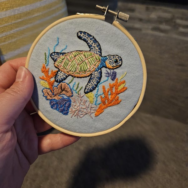 Sea Turtle Hand Embroidery Pattern, Gift for Turtle Lovers, Turtle ...