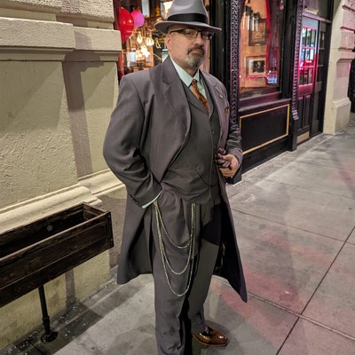 Men's Silver Double Zoot Suit Chain Gangster Swing Nice Quality. Heavy ...