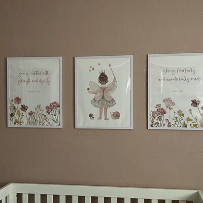 Watercolor Flower Wall Art, Boho Wall Decor, Neutral Color Wildflower ...