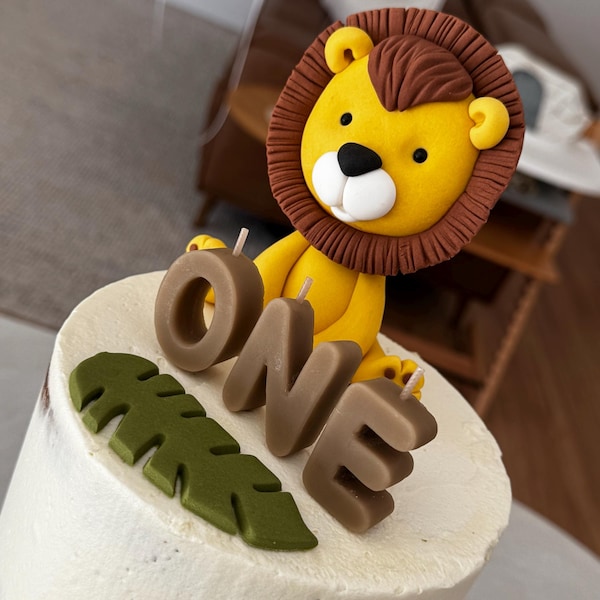 Jungle Safari Cake Topper Set – Edible Fondant Lion, Animals, Name ...
