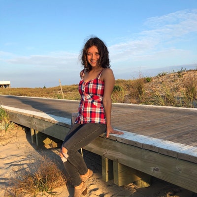 Women's Boho Red Top, Checkered Women's Top With Pockets, Casual Fun ...