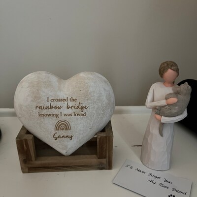 Crossed the Rainbow Bridge Memorial Plaque Pet Memorial Gift Rainbow ...