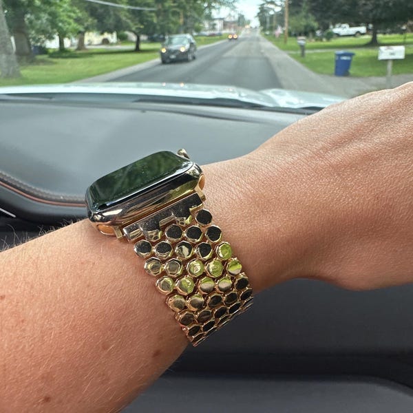 Honeycomb Apple Watch Band Gold Silver Rose Gold Black Metal for 9 8 7 ...