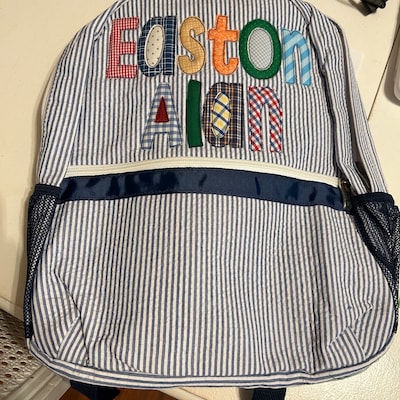 Scalloped Monogram Applique School Backpack, Personalized Bookbag ...