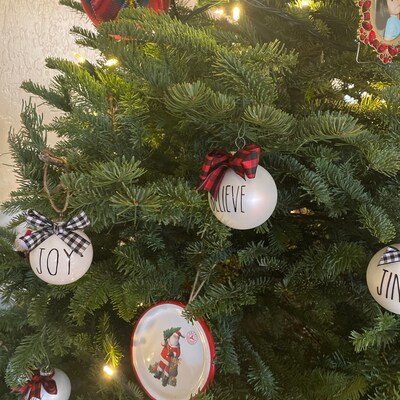 Rae Dunn Inspired Christmas Ornaments, Farmhouse Ornaments - Etsy