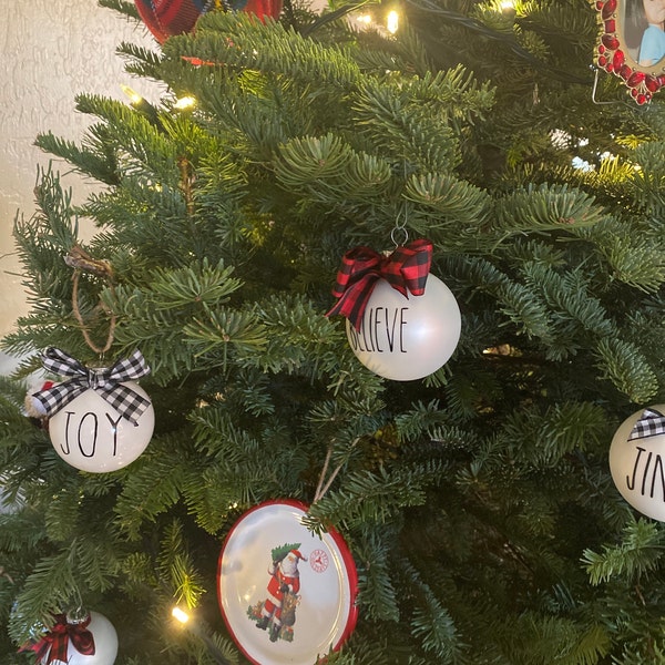 Rae Dunn Inspired Christmas Ornaments, Farmhouse Ornaments - Etsy