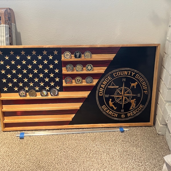 EGA Challenge Coin Holder, Rustic American Flag, Marines, Wall Art ...