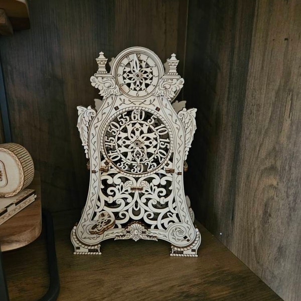 WOODEN.CITY 3D Wooden Puzzle – Industrial Vintage Wall Clock | DIY Wall ...