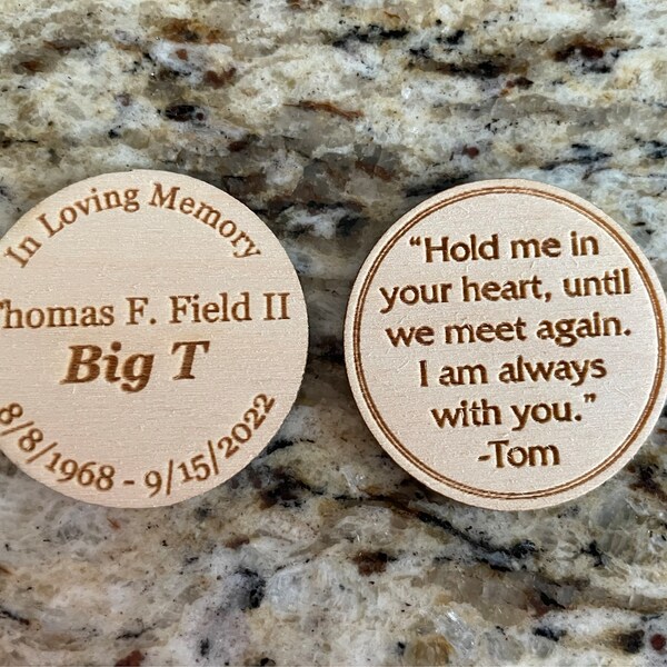 Memorial Tokens - Custom Wooden Tokens Become Heirlooms - 100 Count ...