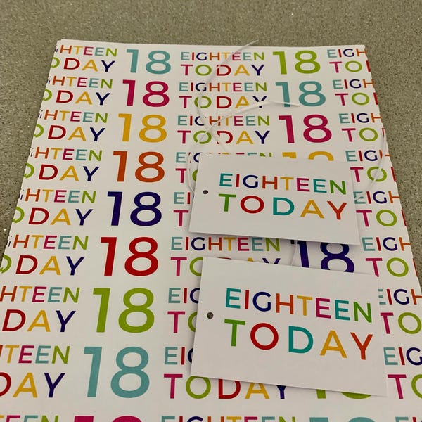 13th Birthday Wrapping Paper - Thirteen Today Birthday Gift Wrap Set ...