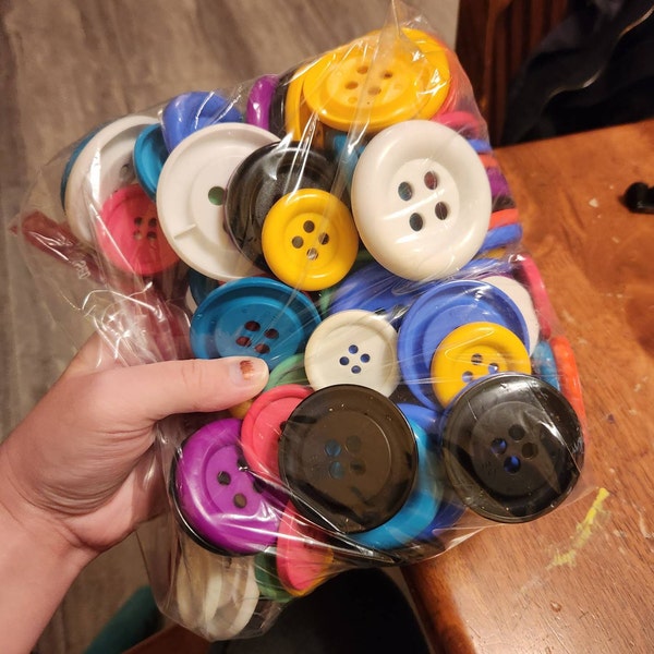 100 Extra Large Jumbo Clown Buttons Assorted Colors/sizes 4 Hole Sew ...